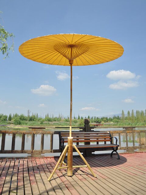 Mid -pillar umbrella water tank Outdoor parasol base Bamboo umbrella ...