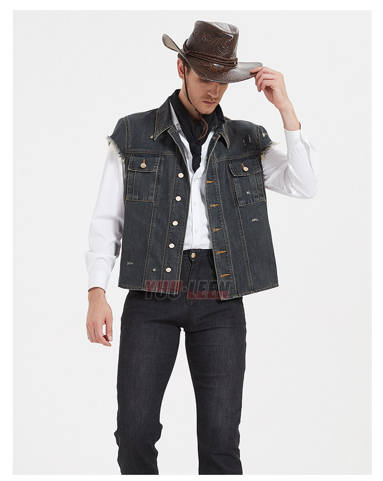 Red Dead Redemption 2 same style vest John Marston denim vest solid ...