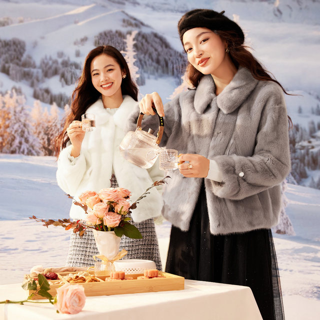 Collatier winter mink fur design warm and cold coat fur coat for women