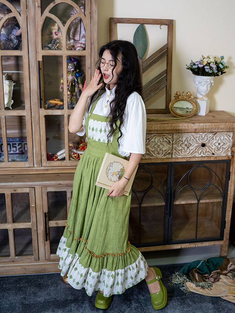 PINKWINK Little Star Night Original Summer Original Printed Plaid Green ...