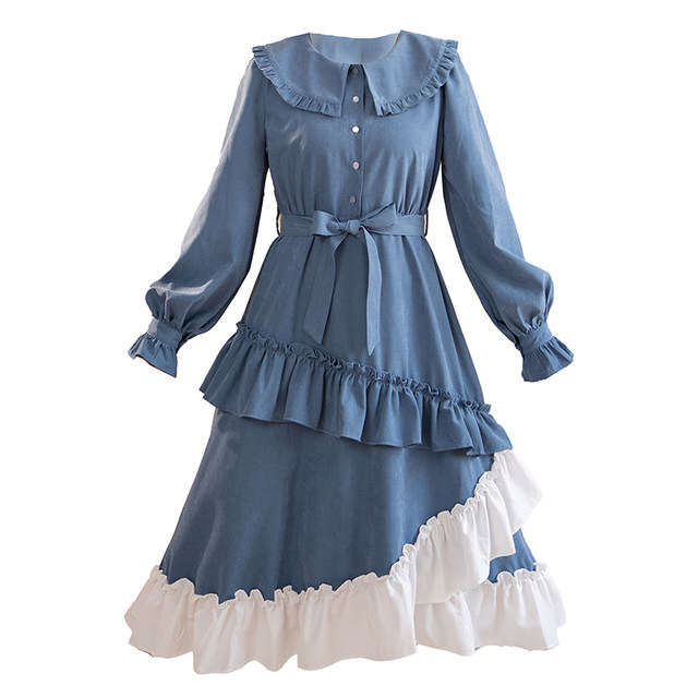 Pinkwink Little Starry Night original spring French retro ruffled blue ...