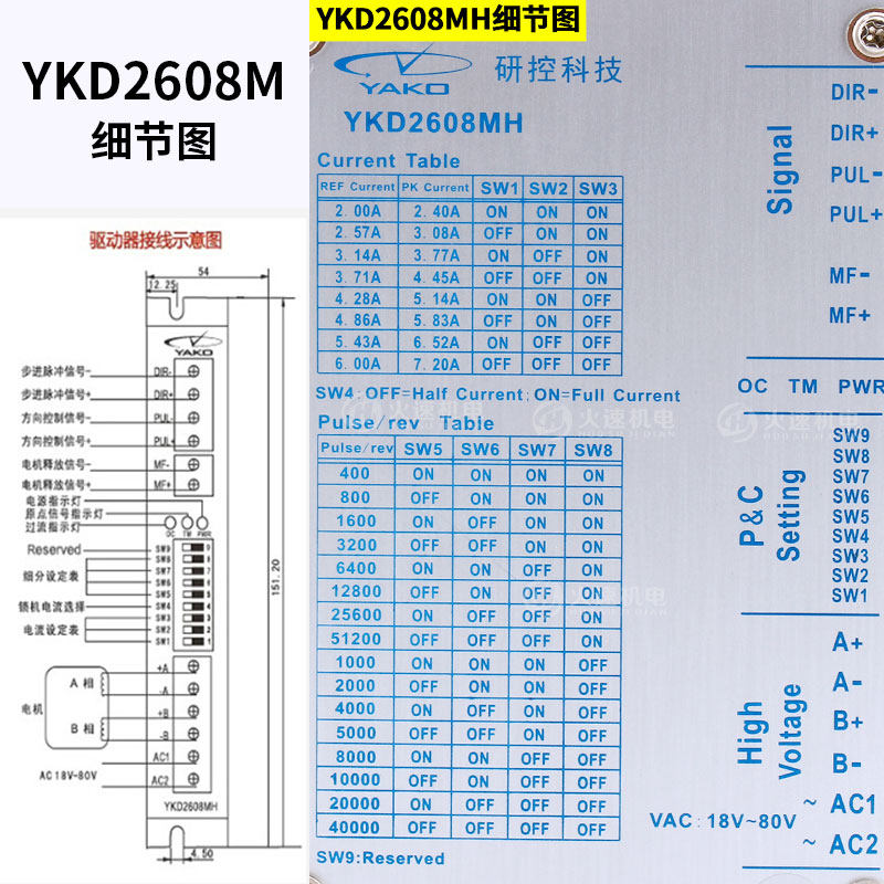 Engraving Machine Driver - Yako Driver YKD2608MH - 86/57 Stepper Motor ...