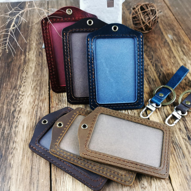 Handmade cowhide work documents card cover retro leather bus one card ...