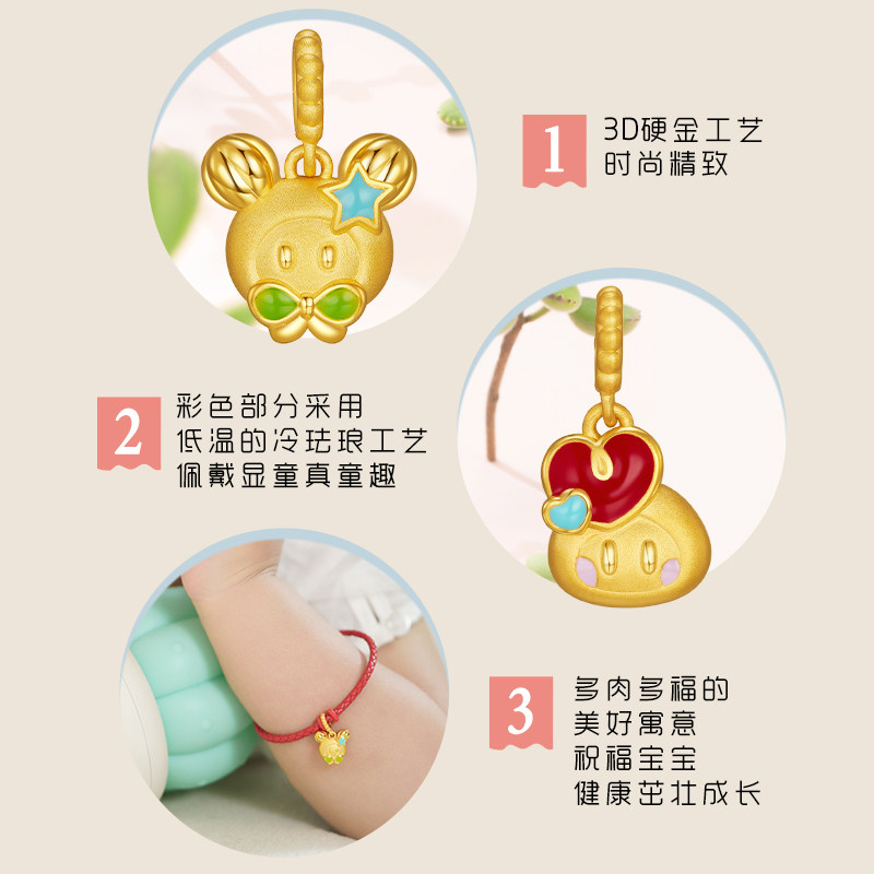 Old Temple Gold Pendant with Cute Elves - Genuine Pure Gold Enamel ...