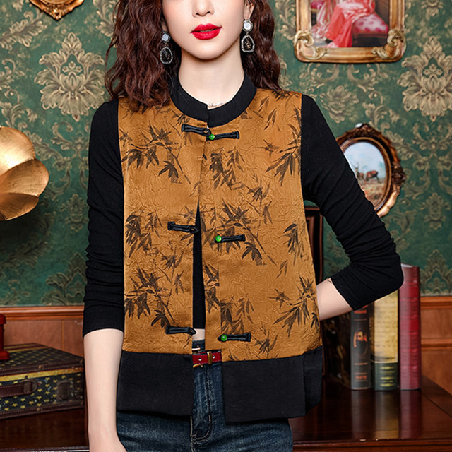 New Chinese vest Chinese style top large -size sleeveless rhine -free ...