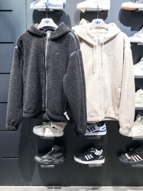 Adidas Clover Men's 2024 Spring New Lamb Velvet Hooded Warm Jacket ...