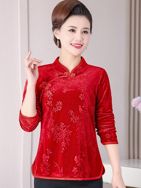Mom retro buttoned top Chinese style Tang suit shirt middle-aged and ...