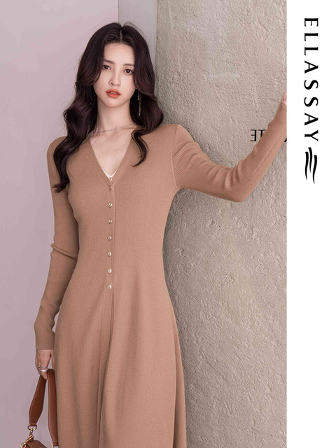 Ellassay Autumn and Winter New Exquisite Wool Splicing Faux Two-Piece ...