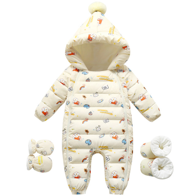 Baby one-piece down jacket, newborn autumn and winter outing clothes ...