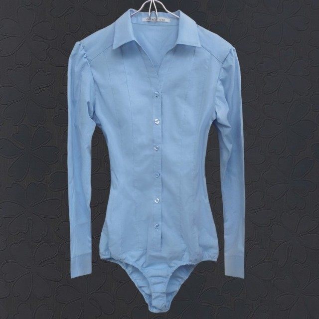Model performance long -sleeved elastic conjoined shirt female short ...