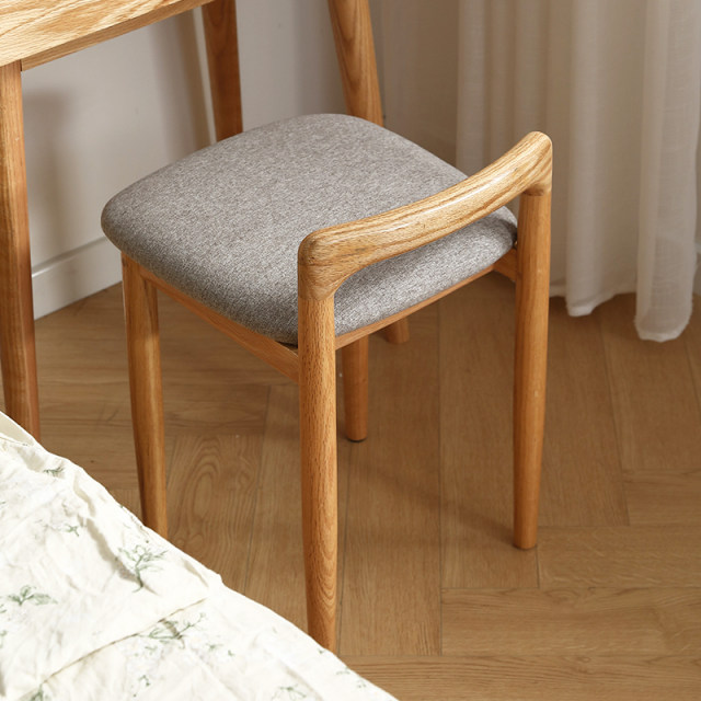 All solid wood dressing stool North American oak makeup chair soft seat ...