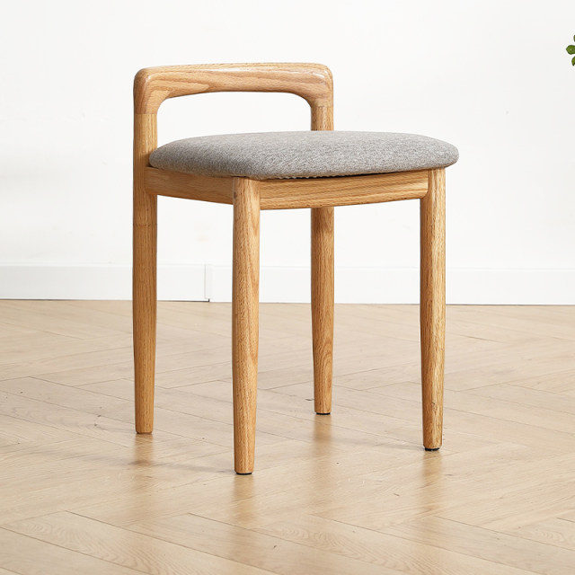 All solid wood dressing stool North American oak makeup chair soft seat ...