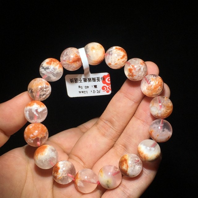 Natural cherry blossom pink ghost bracelet snowflake filament mica ...