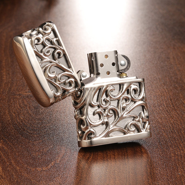 Kerosene lighter zippo genuine windproof Zippo armor 925 sterling ...