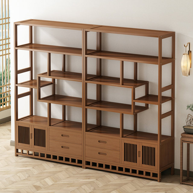 Bogu rack solid wood new Chinese tea cabinet storage rack tea display ...