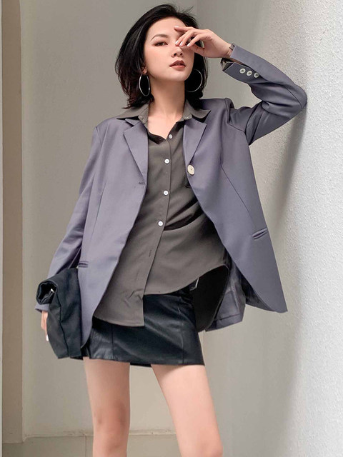 Women's smog gray suit jacket for women in South Korea 2024 autumn ...