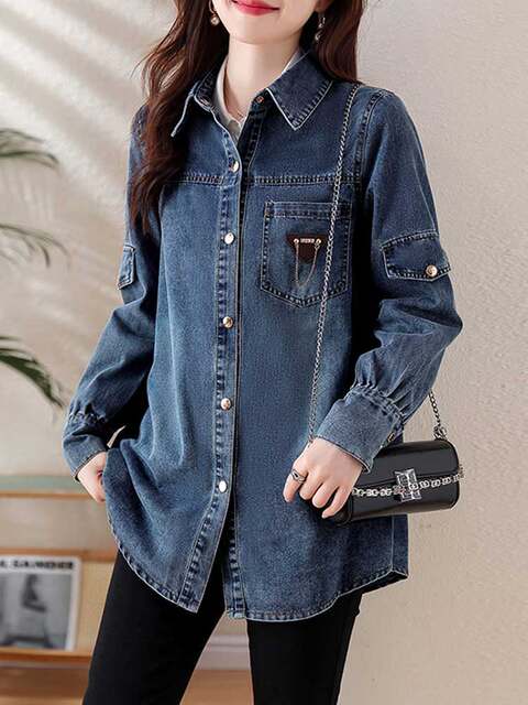 High-end denim shirt jacket 2025 Spring and Autumn New Hot Lady's ...