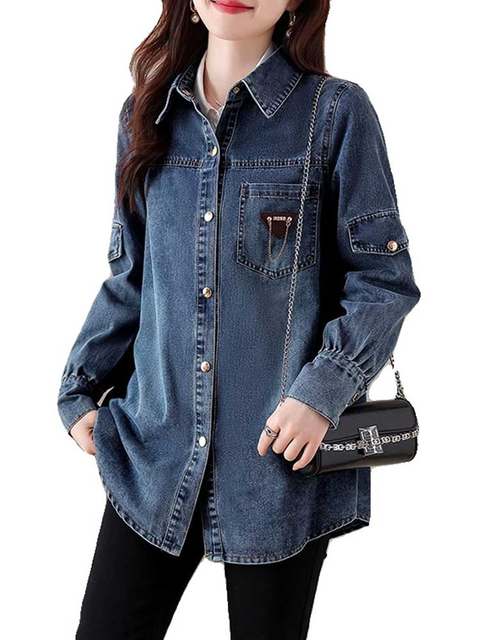 High-end denim shirt jacket 2025 Spring and Autumn New Hot Lady's ...