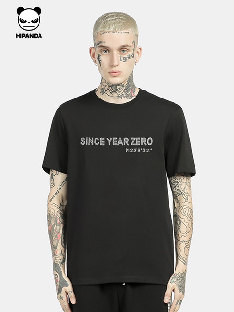 Hipanda Hello Panda Hot Diamond Craft Trendy Brand Pure Cotton Short-Sleeved 2024 Summer New ...