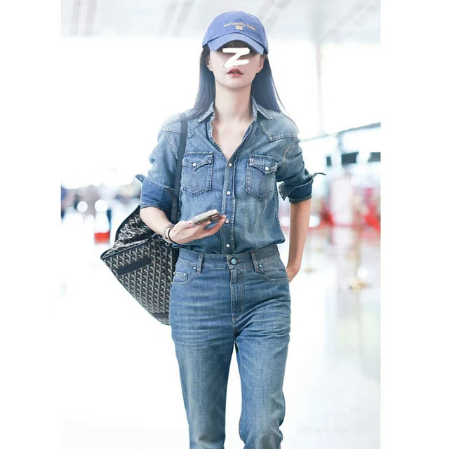Celebrity style super soft retro casual fashion versatile denim shirt ...