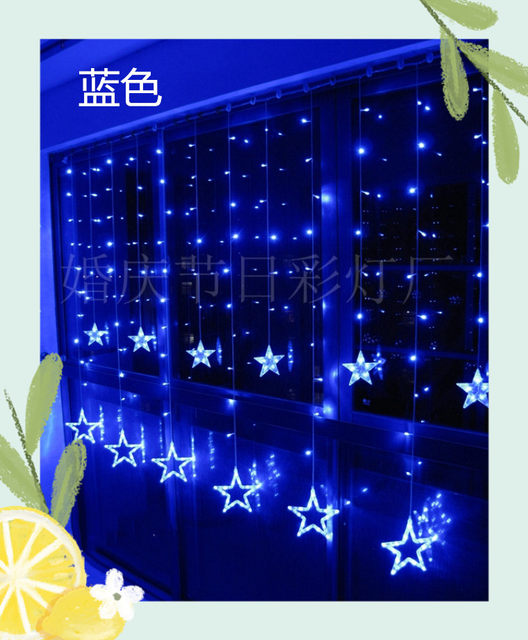 Small colorful lights flashing string lights decorate romantic bedroom ...