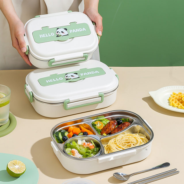 Cute stainless steel lunch box divided into primary school students ...