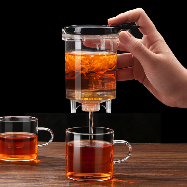 Green beads and ethereal cup pressing teapot large capacity one-click ...