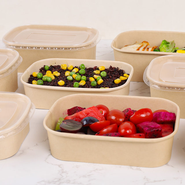 Meijiu disposable cowhide paper lunch box camping picnic fruit takeaway ...