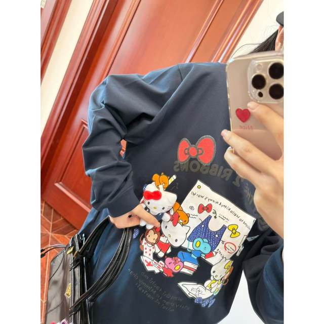 Self -reserved model! Designer cartoon cat printed T -shirt heavy labor ...