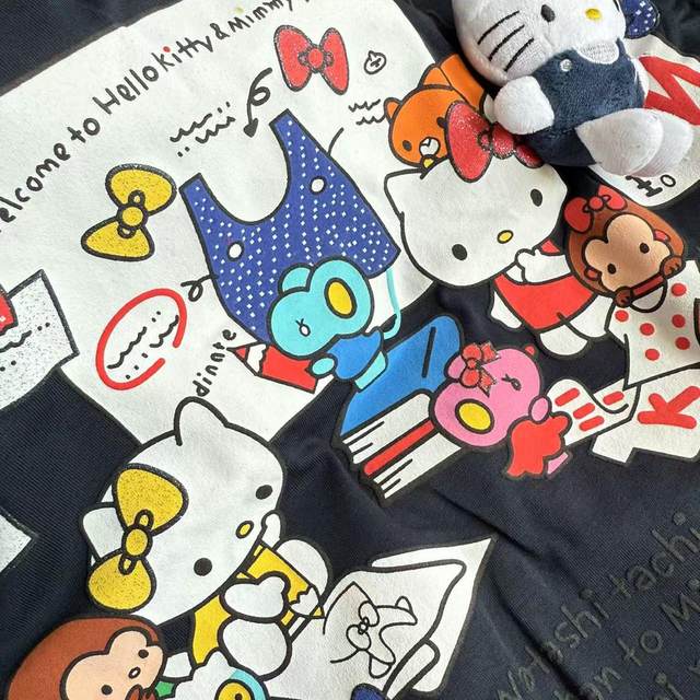 Self -reserved model! Designer cartoon cat printed T -shirt heavy labor ...