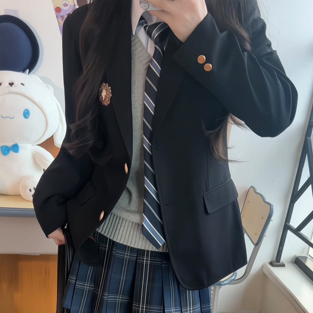 After school uniform hall/two-button black suit/JK suit women's day ...