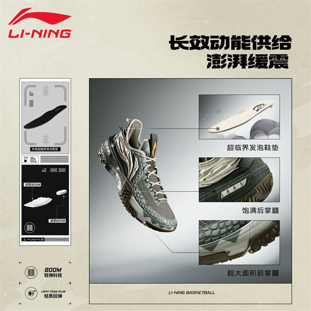 Li Ning Jieao basketball shoes men's shoes high rebound wear-resistant ...