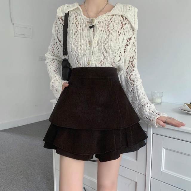 Ultra -high waist pleated skirt, female spring and autumn ruffled, A -shaped skirt, large size ...