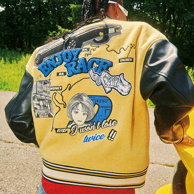 MEDMX initial D joint baseball uniform men's spring and autumn spliced ...