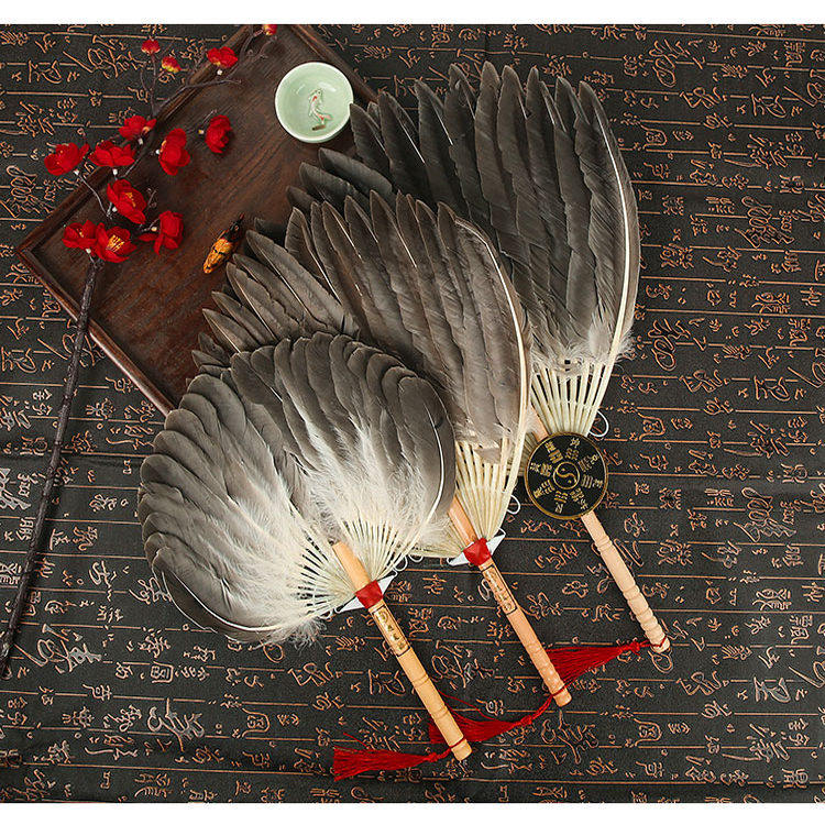 Handmade Feather Fan - Goose & Peacock - Retro Chinese Style
