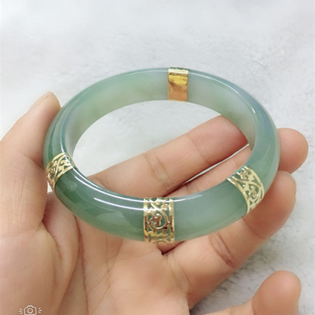 Broken jade bracelet inlaid with jade inlaid with gold jade cracked ...