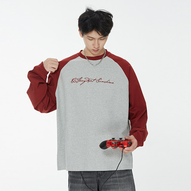 86FANGDEPT. Spring American retro raglan pure cotton long-sleeved T ...