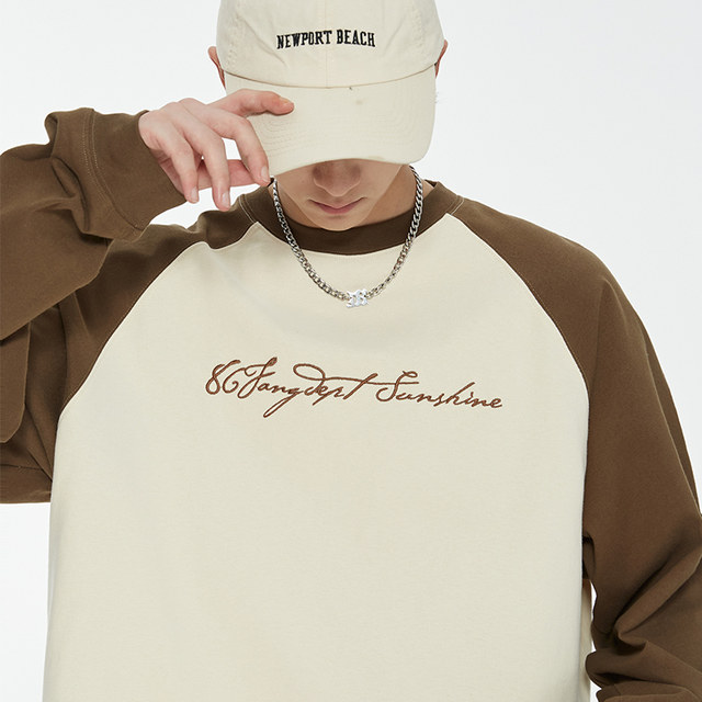 86FANGDEPT. Spring American retro raglan pure cotton long-sleeved T ...