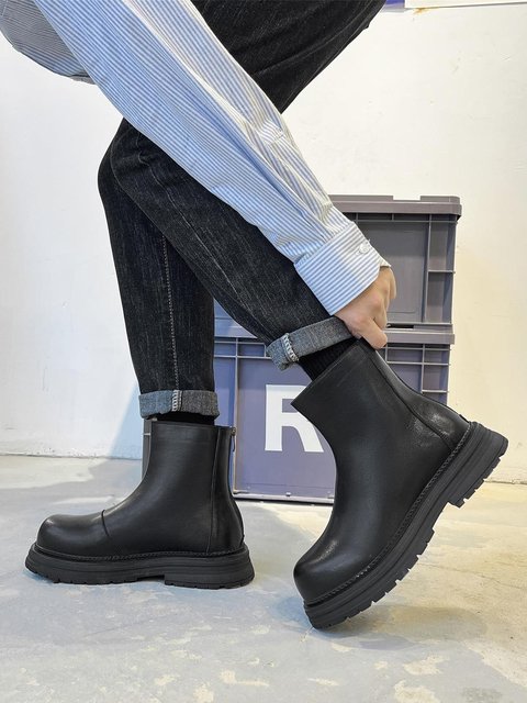 Spring Chelsea boots men's breathable soft bottom British chimney boots ...