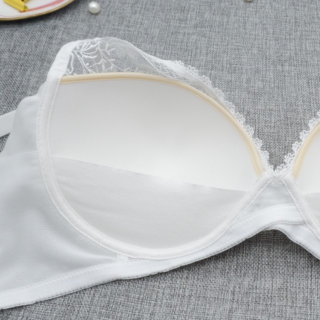 Korean foreign trade non-wired bra thin section white skin tone push-up ...
