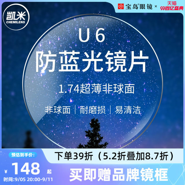 South Korea's Kemi lens optional 1.74 ultra-thin U2/U6 anti-blue light 1.67 customized myopia ...