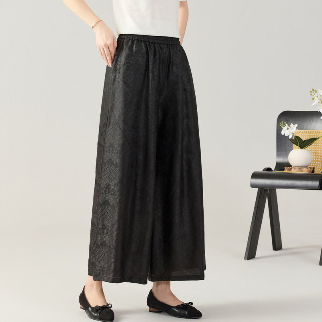 Solid color wide-leg pants with mulberry silk in spring and summer new ...