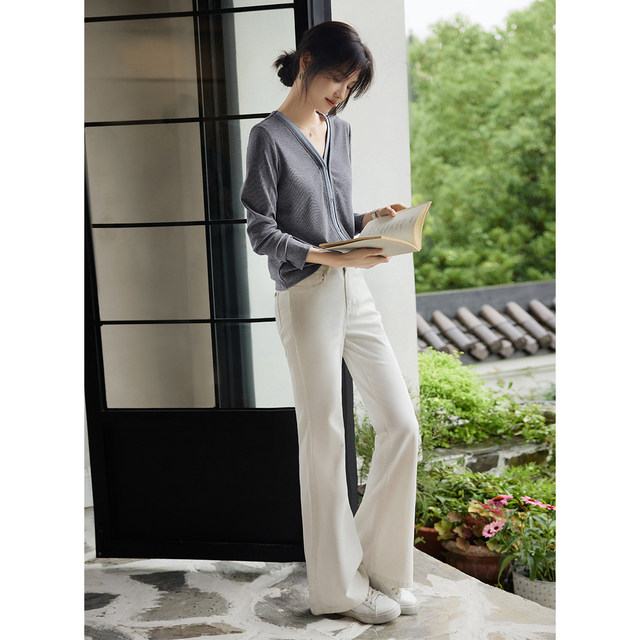 XWI XWI Xinwei elegant temperament contrasting color stitching pleated ...