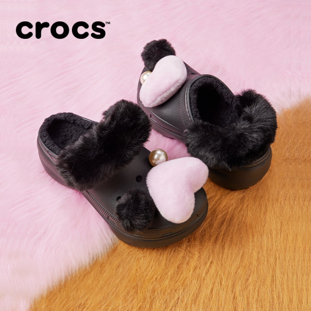 Crocs warm cotton clogs Crocs classic cloud heart decorated winter warm ...