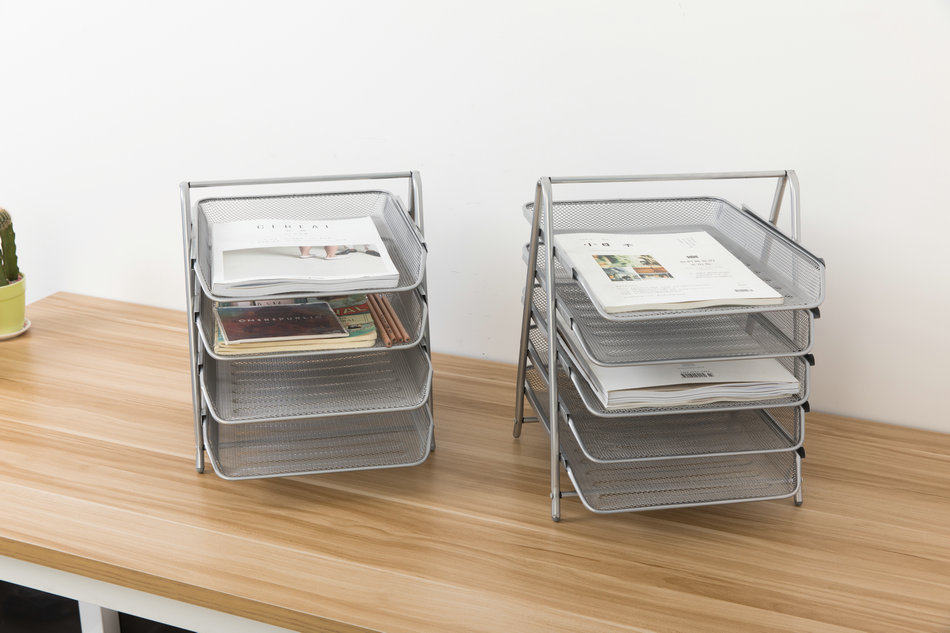 Assembled multi-layer file rack export Fashion Minimalist metal grid ...