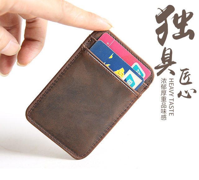 Men's mini ultra-thin genuine leather card holder with multiple card ...