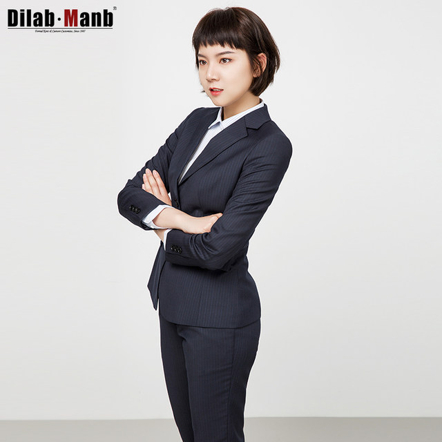 Di Meng suit jacket women's professional wear navy striped national ...