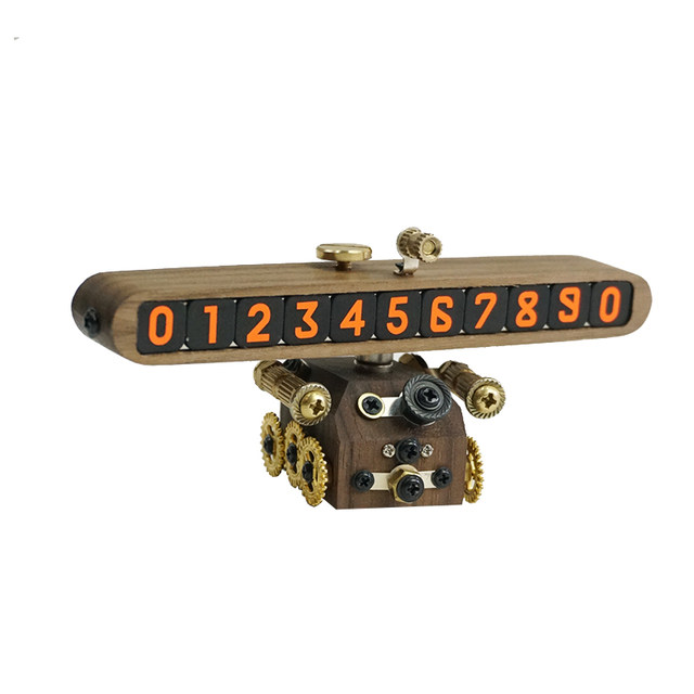 Black walnut solid wood moving car number plate, high-end rotatable ...