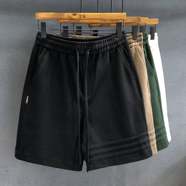 Three-stripe design high-end heavyweight sports casual shorts men's ...