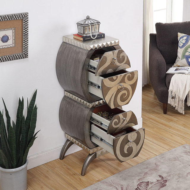 Light luxury solid wood chest of drawers bedroom bedside table simple ...